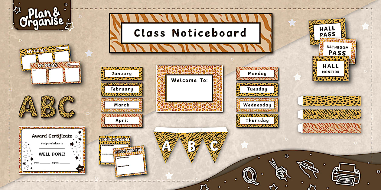 Neutral Boho Animal Print | Classroom Display Pack - Twinkl