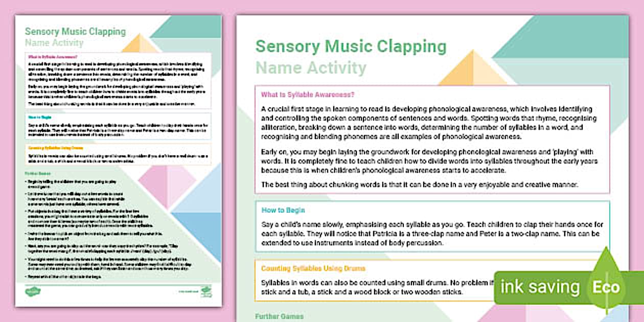 Sensory Music Clapping Name Syllables Activity - Twinkl