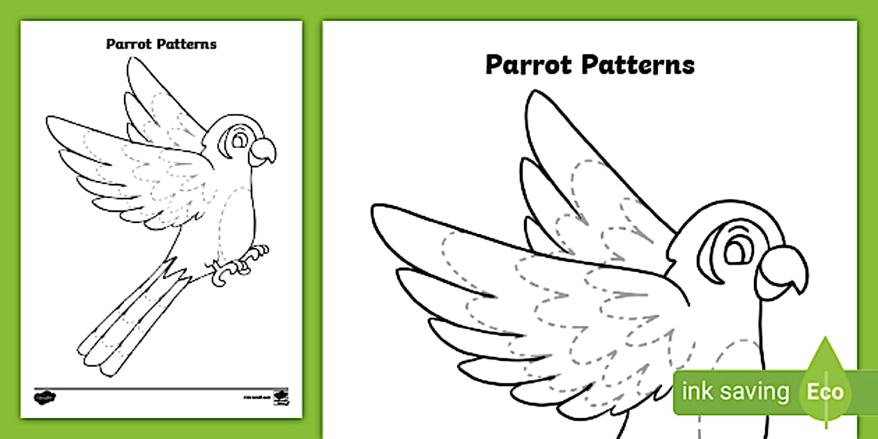 EYFS Parrot Patterns Pencil Control Activity - Twinkl