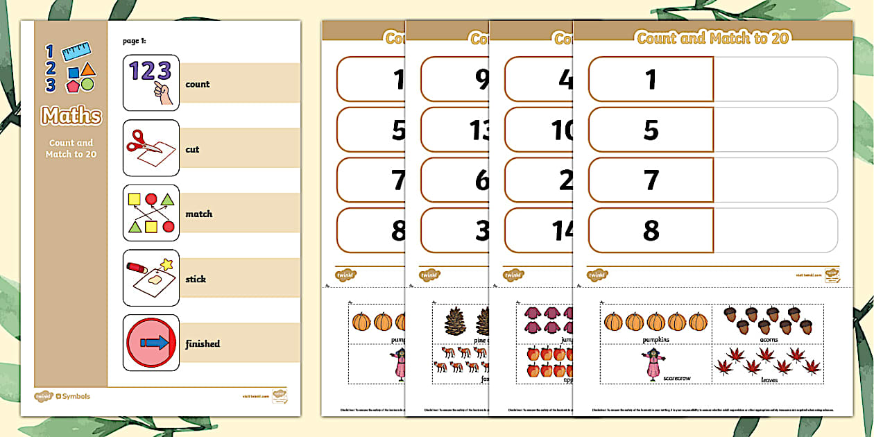 SEND Structured Steps Autumn Count and Match to 20 - Twinkl