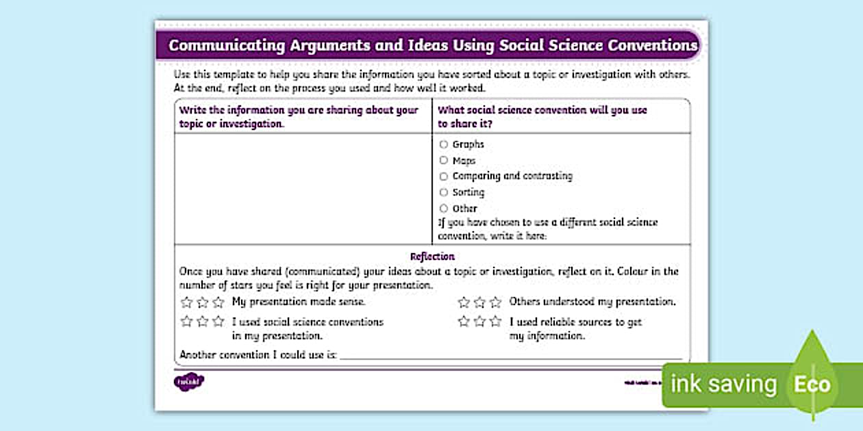 Year 0-3 Social Science Do Skills: Communicating Arguments and Ideas Template