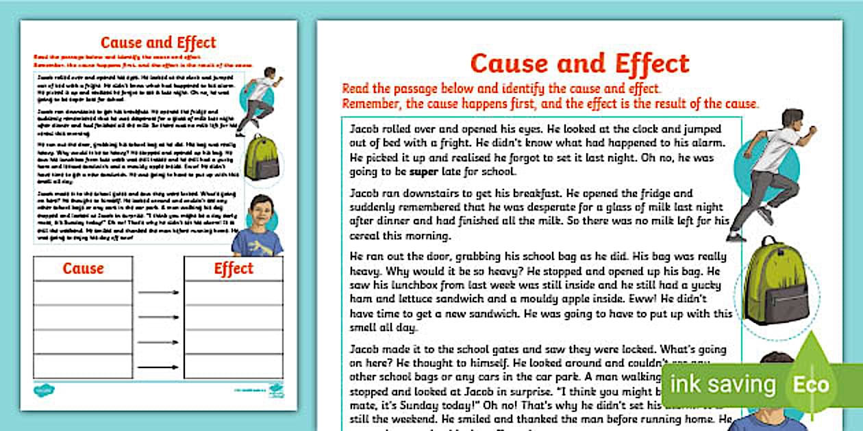 Editable Cause and Effect Reading Comprehension Worksheet