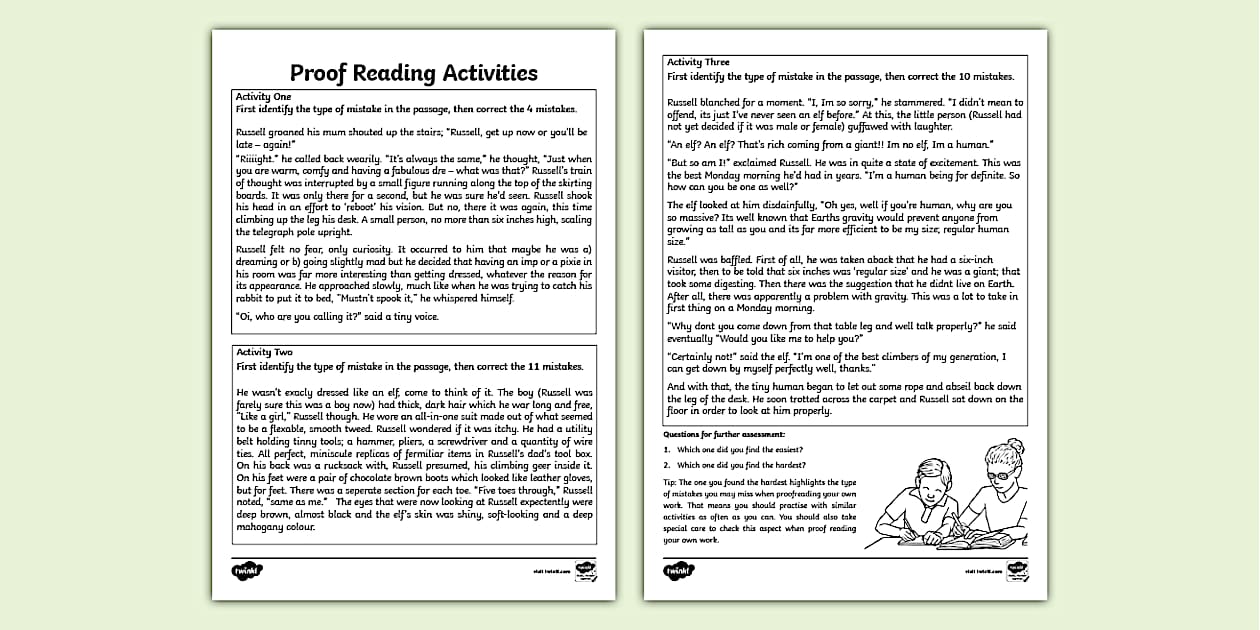 Proofreading Worksheets PDF | Primary Resources - Twinkl