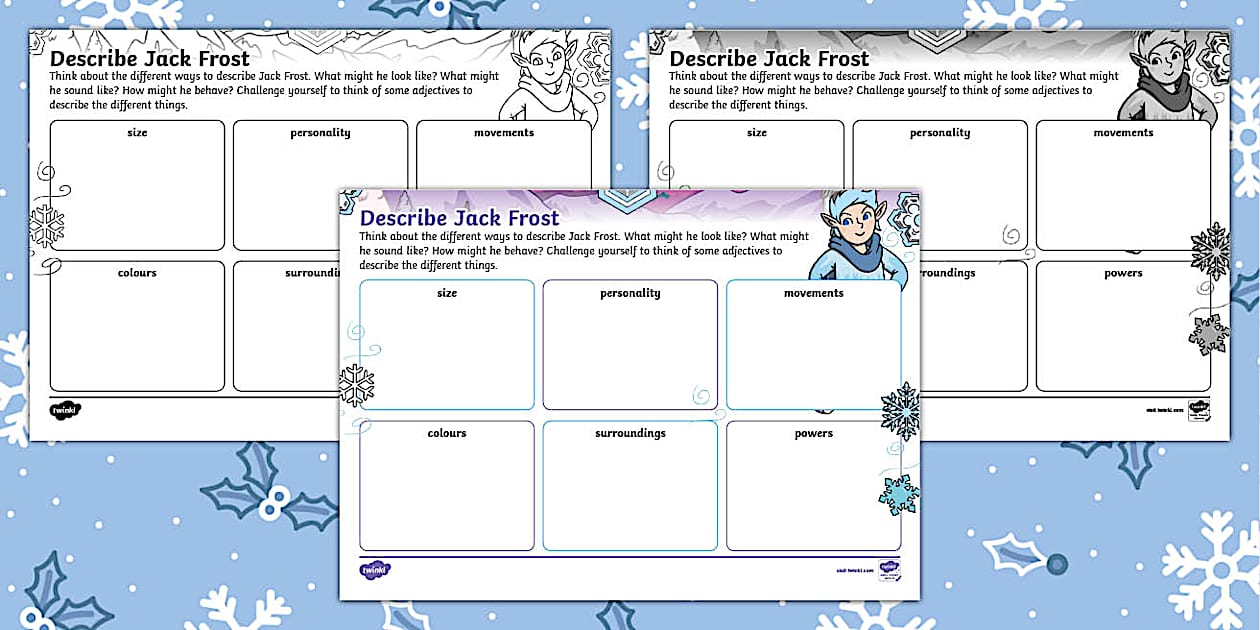 Jack Frost Adjectives Worksheet (teacher made) - Twinkl