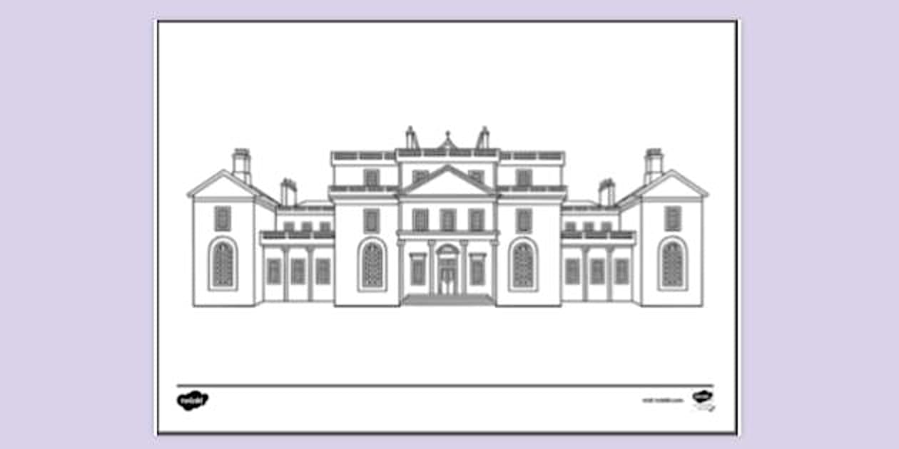Gateshead Hall Colouring Sheet | Colouring Sheets - Twinkl