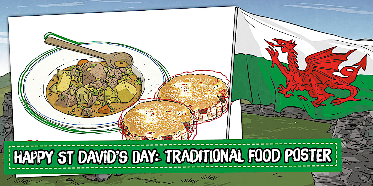 Happy St David's Day: Traditional Food Poster