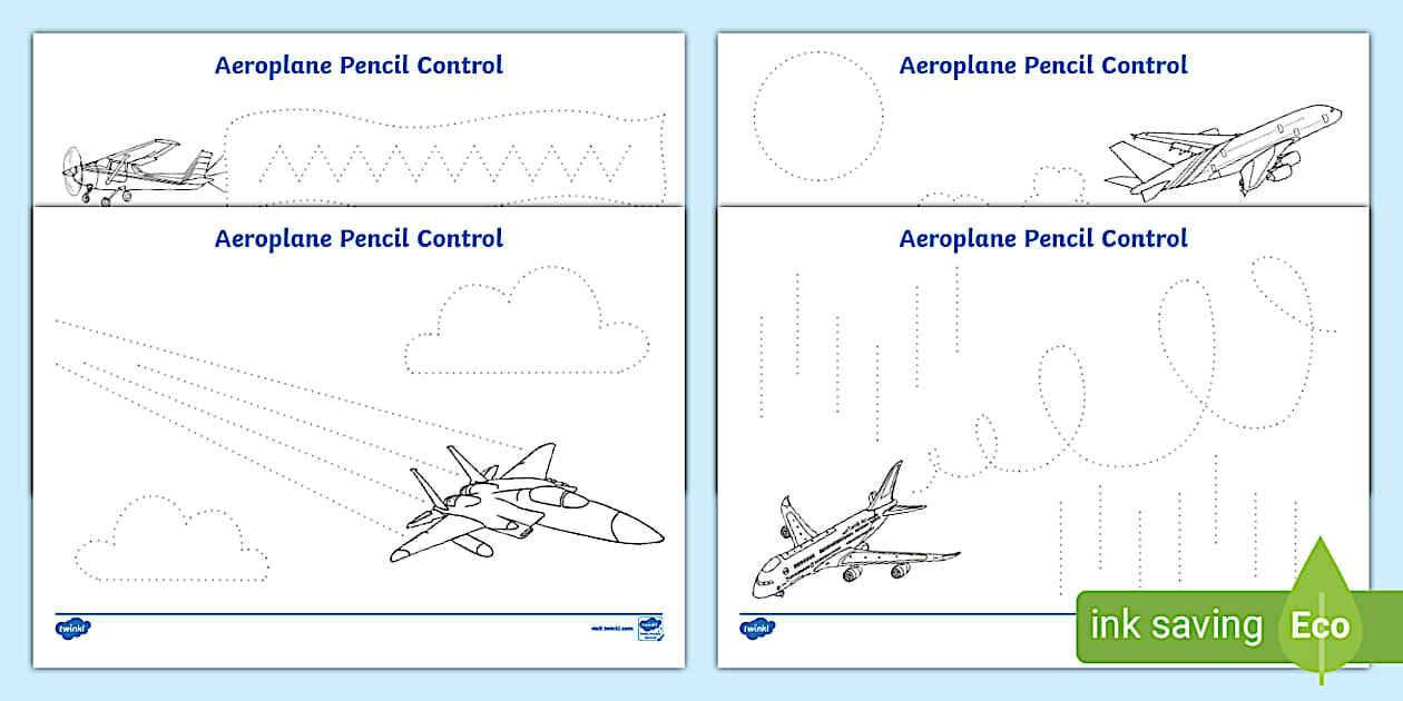 Aeroplane Pencil Control Activity (teacher made) - Twinkl