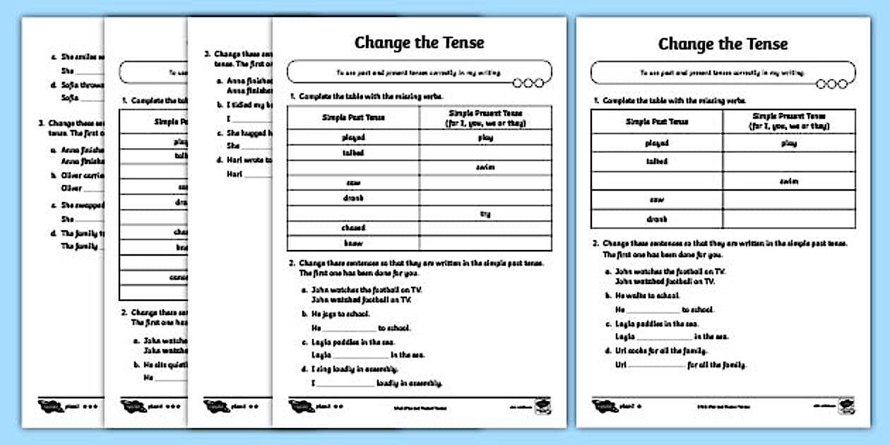 Tenses Worksheet - Change the Tense Activity Pack - Twinkl