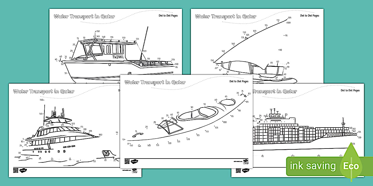 Water Transport Dot to Dot - Counting in Fives - Twinkl