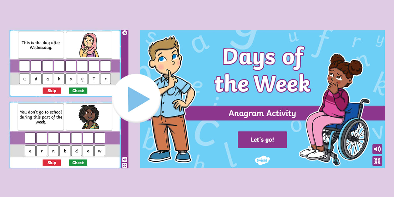 👉 Days of the Week Interactive Anagram Activity - Twinkl - KS1