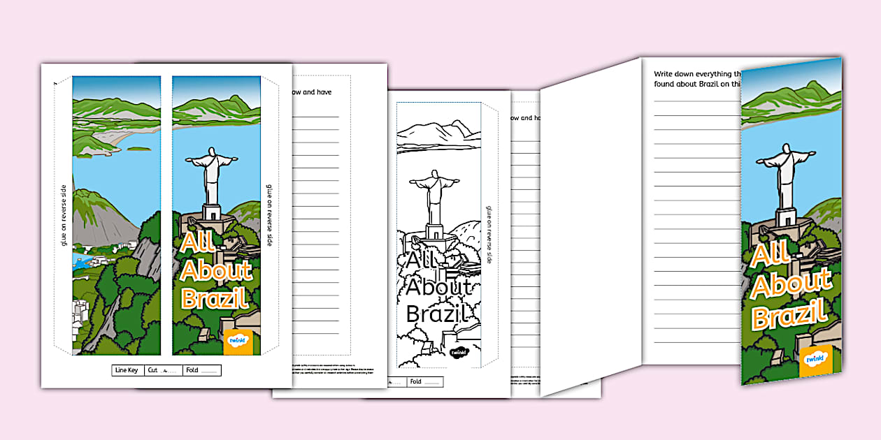 All About Brazil Folding Writing Template - Twinkl