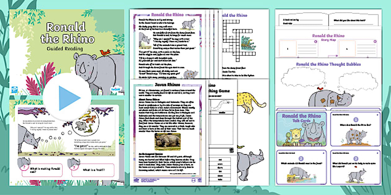 Ronald the Rhino Guided Reading Pack (teacher made) - Twinkl