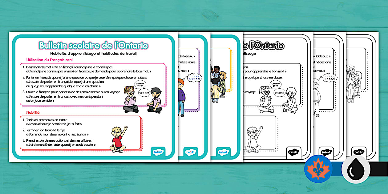 Ontario Learning Skills Primary Poster (Francophone Schools)