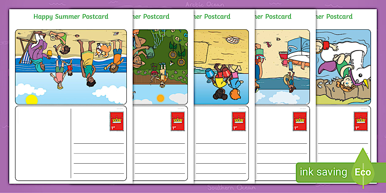 Happy Summer Postcard Templates (Teacher-Made) - Twinkl