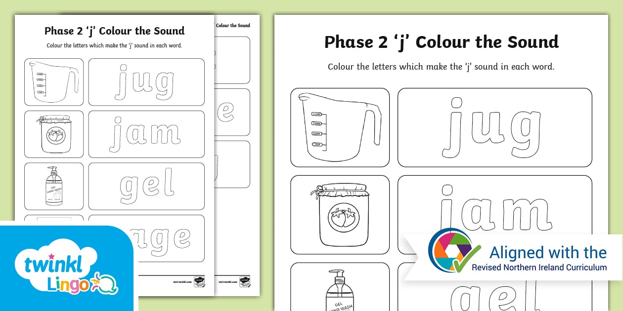 Linguistic Phonics Phase 2 'j' - Colour the Sound