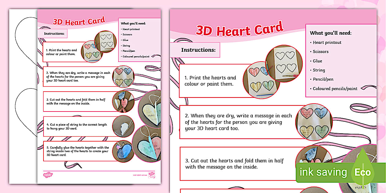 Valentine's Day 3D Heart Card (teacher made) - Twinkl