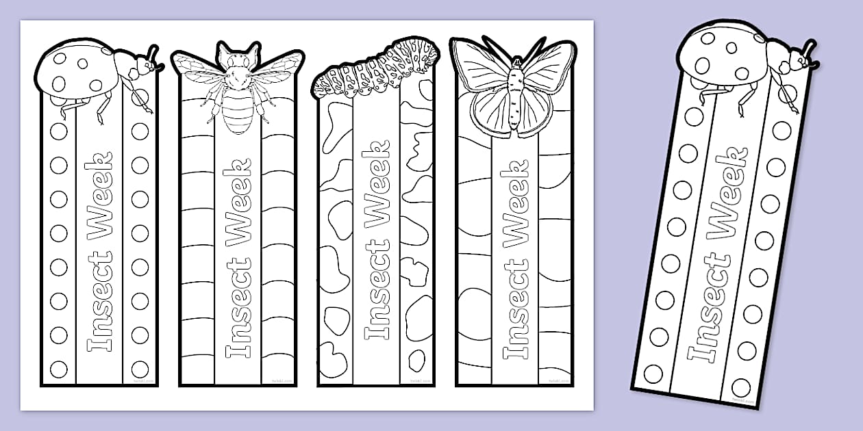 Insect Week Colouring Bookmarks - Twinkl - KS1 - Twinkl