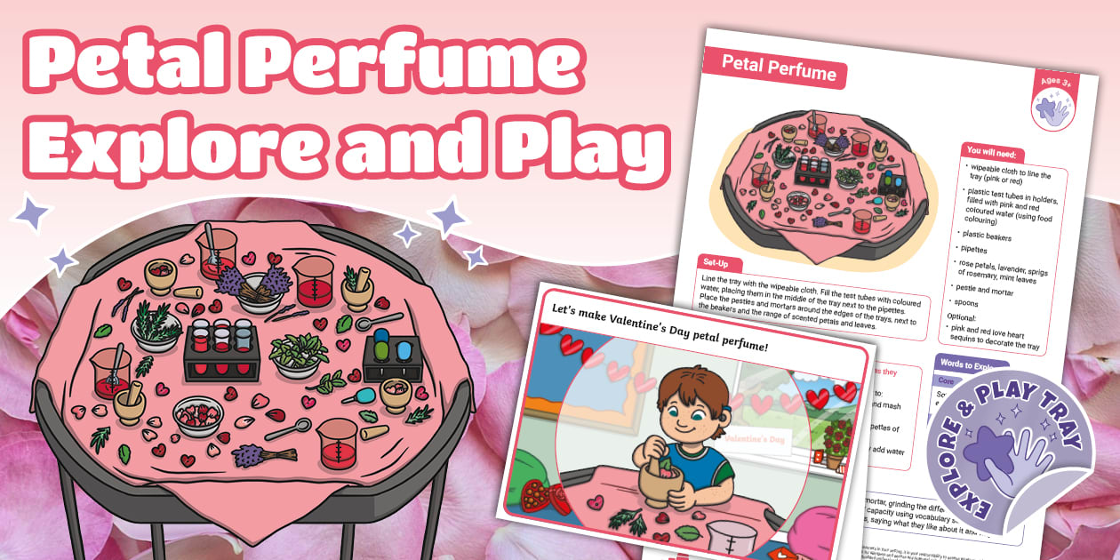Ages 3-5 Valentine's Day Explore and Play Tray: Petal Perfume