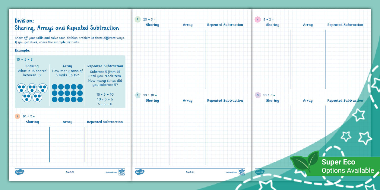 Division: Sharing, Arrays and Repeated Subtraction - Twinkl