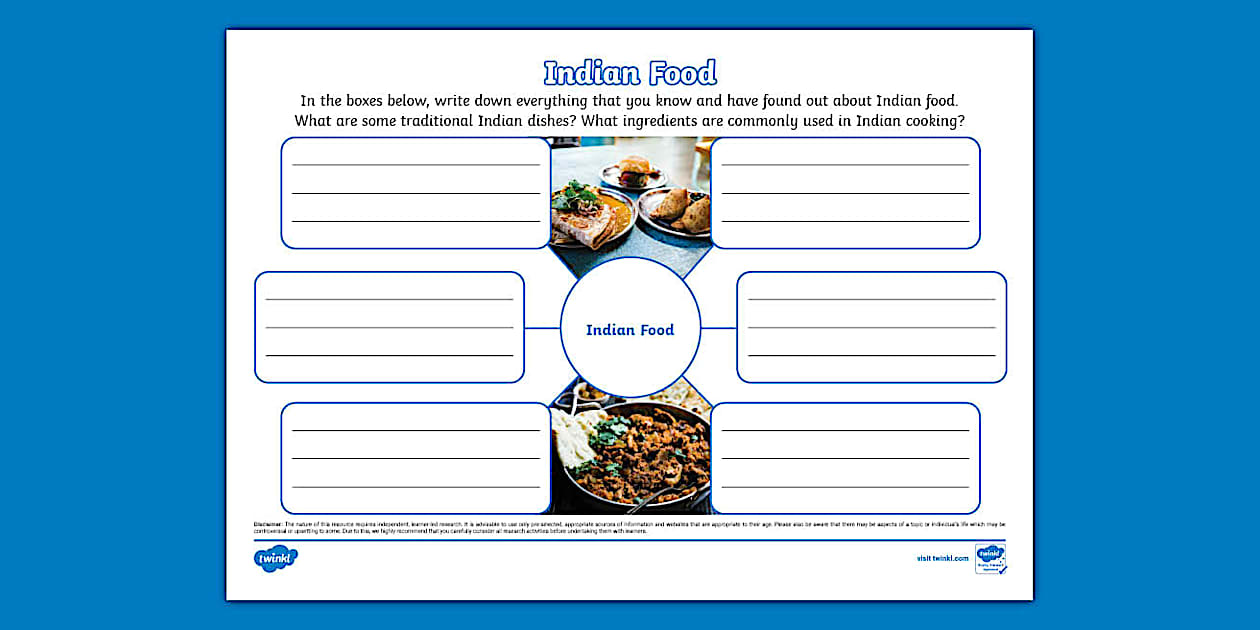 KS1 Indian Food Mind Map (teacher made) - Twinkl
