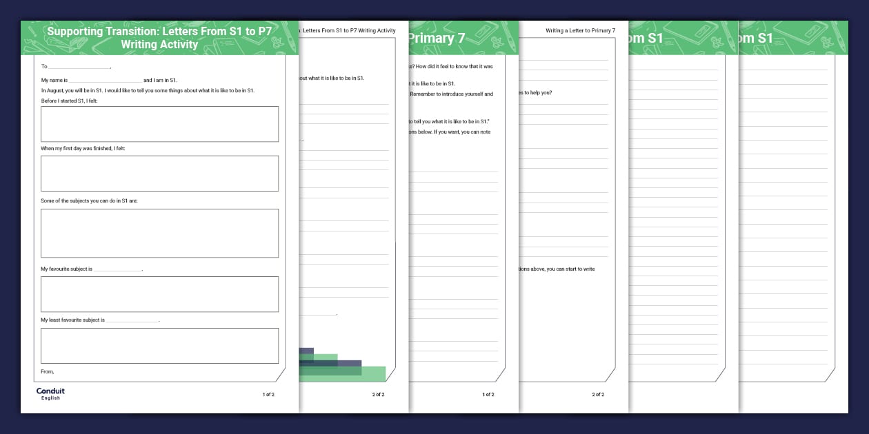 Transition Activity: Letters From S1 to P7 (teacher made)