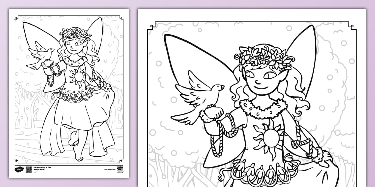 Beautiful Fairy Colouring In Page | Twinkl