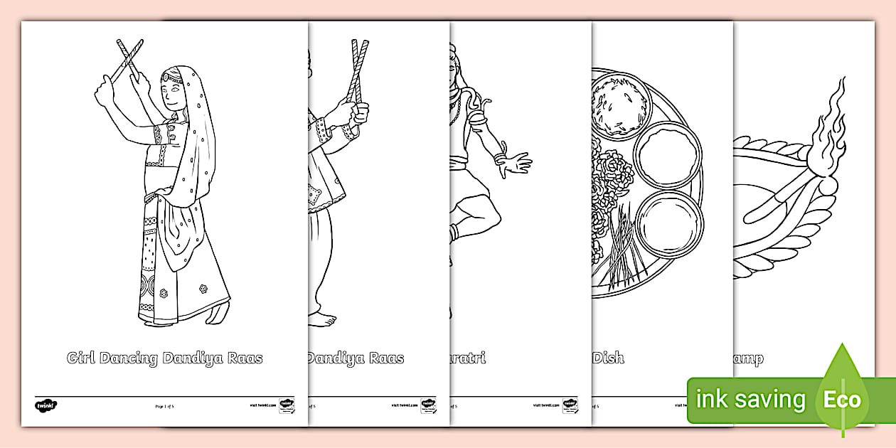 Editable Navratri Themed Colouring Pages - Twinkl