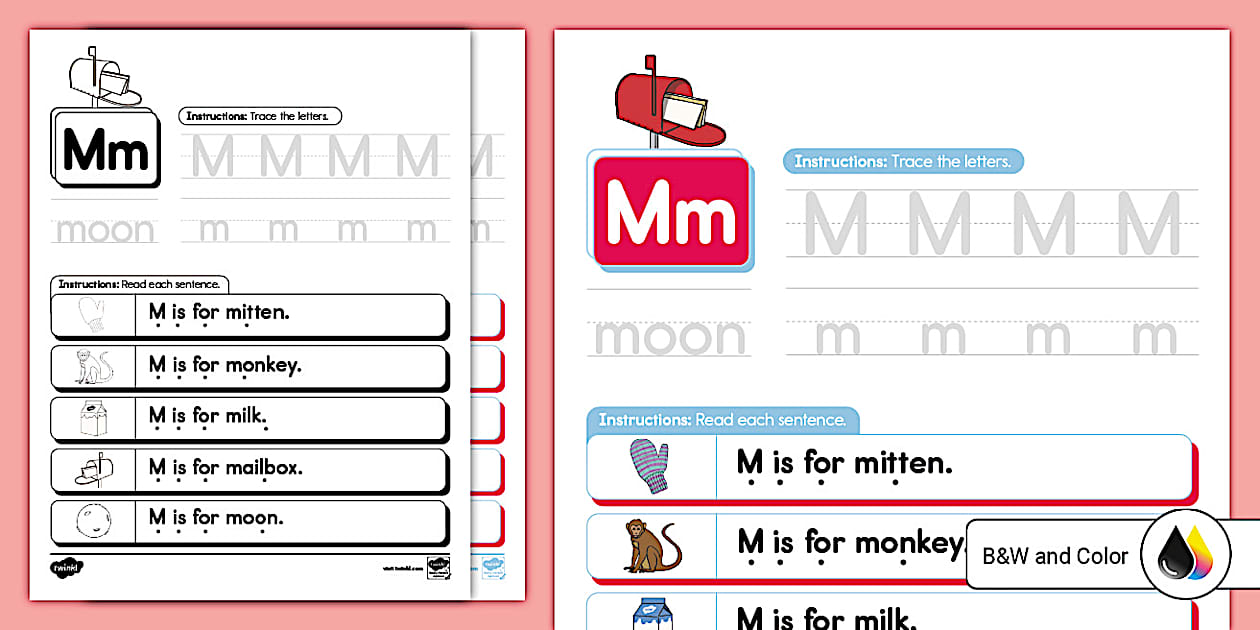 Letter M Fluency Sentences for ELL Alphabet Worksheet