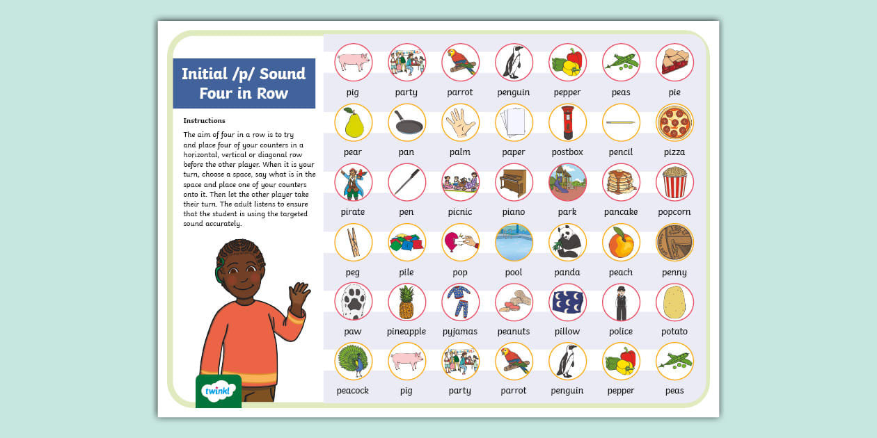 Initial /p/ Sound Four in a Row (teacher made) - Twinkl