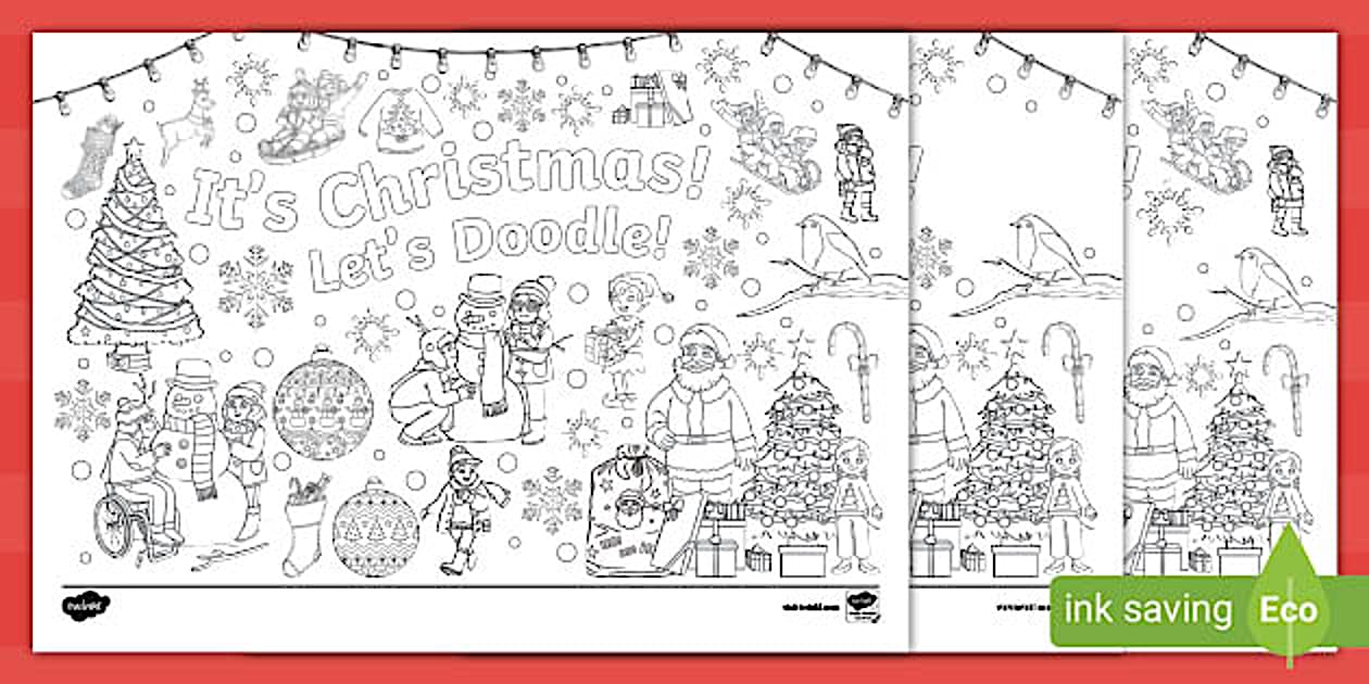 Let's Doodle Christmas-Themed Colouring Pages - Twinkl