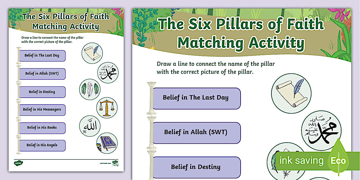 The Six Pillars of Faith Matching Activity (Teacher-Made)