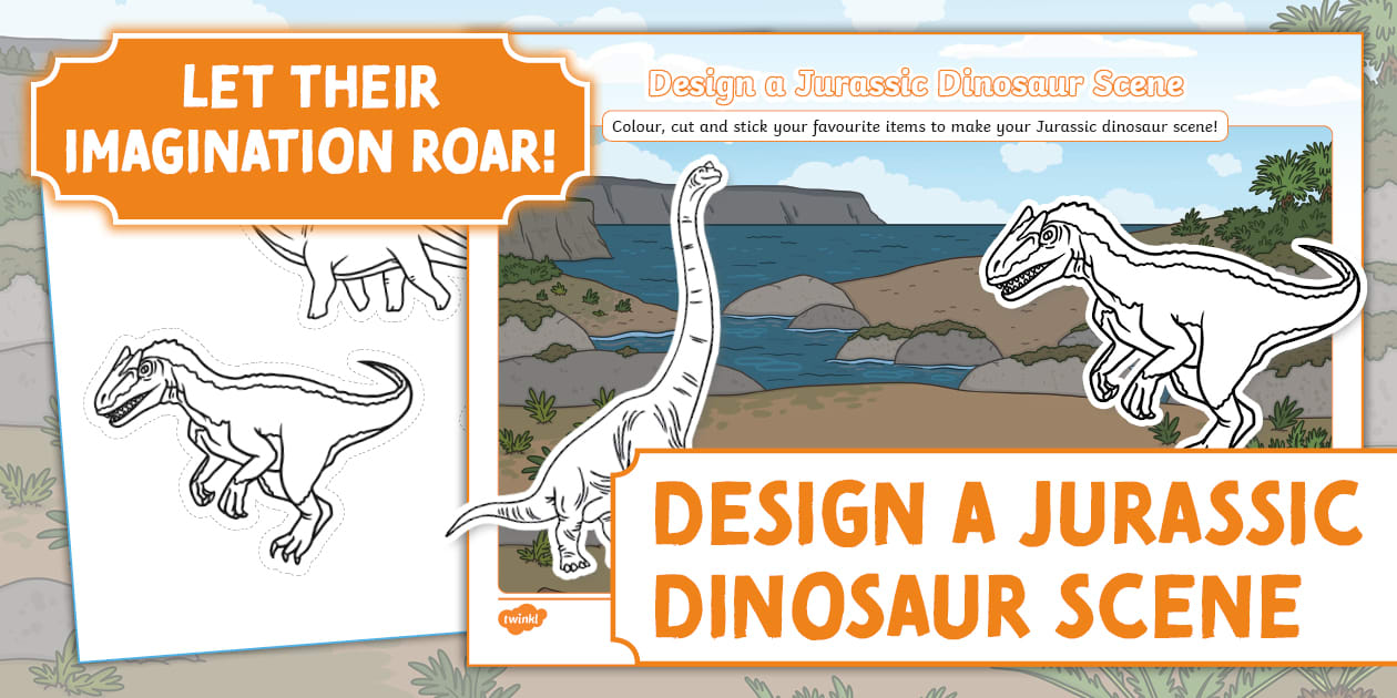 * NEW * Colour, Cut and Stick: Design a Jurassic Dinosaur Scene