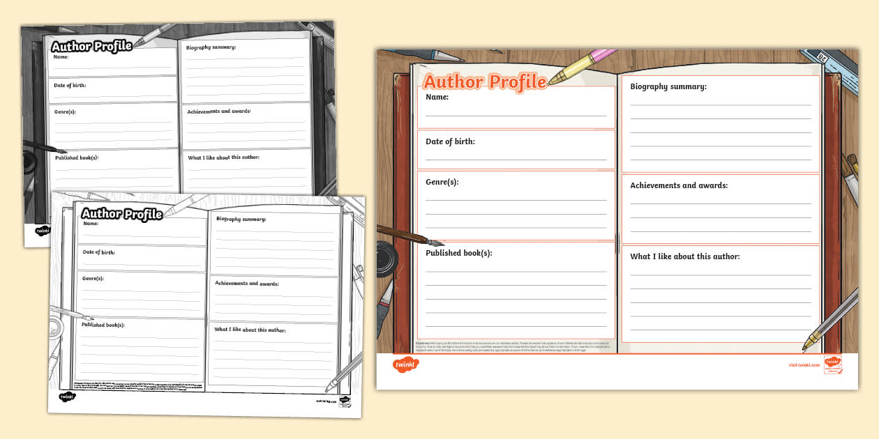 * NEW * Author Profile Writing Template (teacher made)