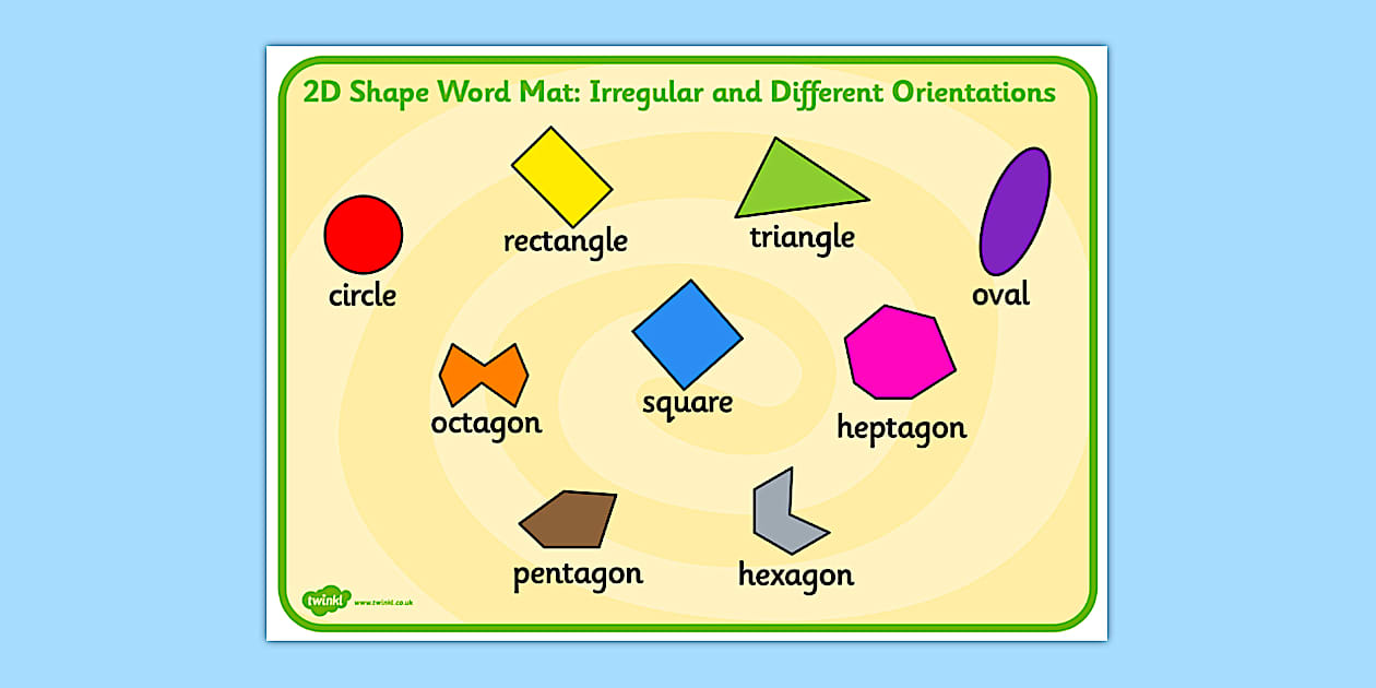 2D Shape Word Mat Irregular and Different Orientations - shapes