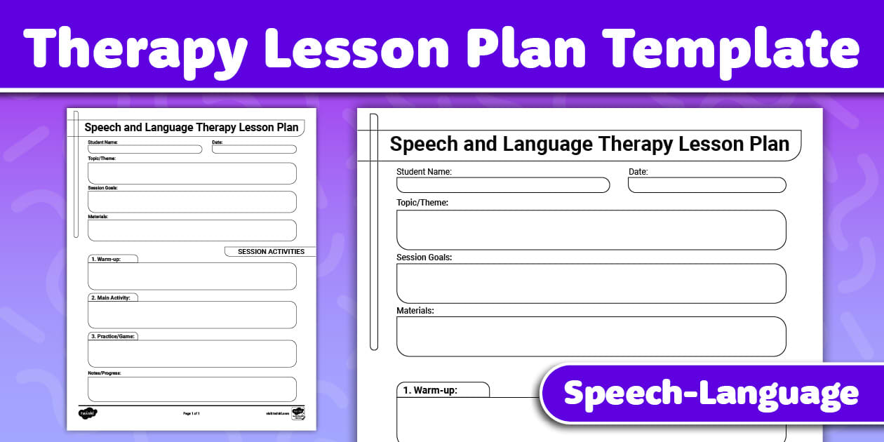 Speech & Language Therapy Lesson Plan Template for SLP