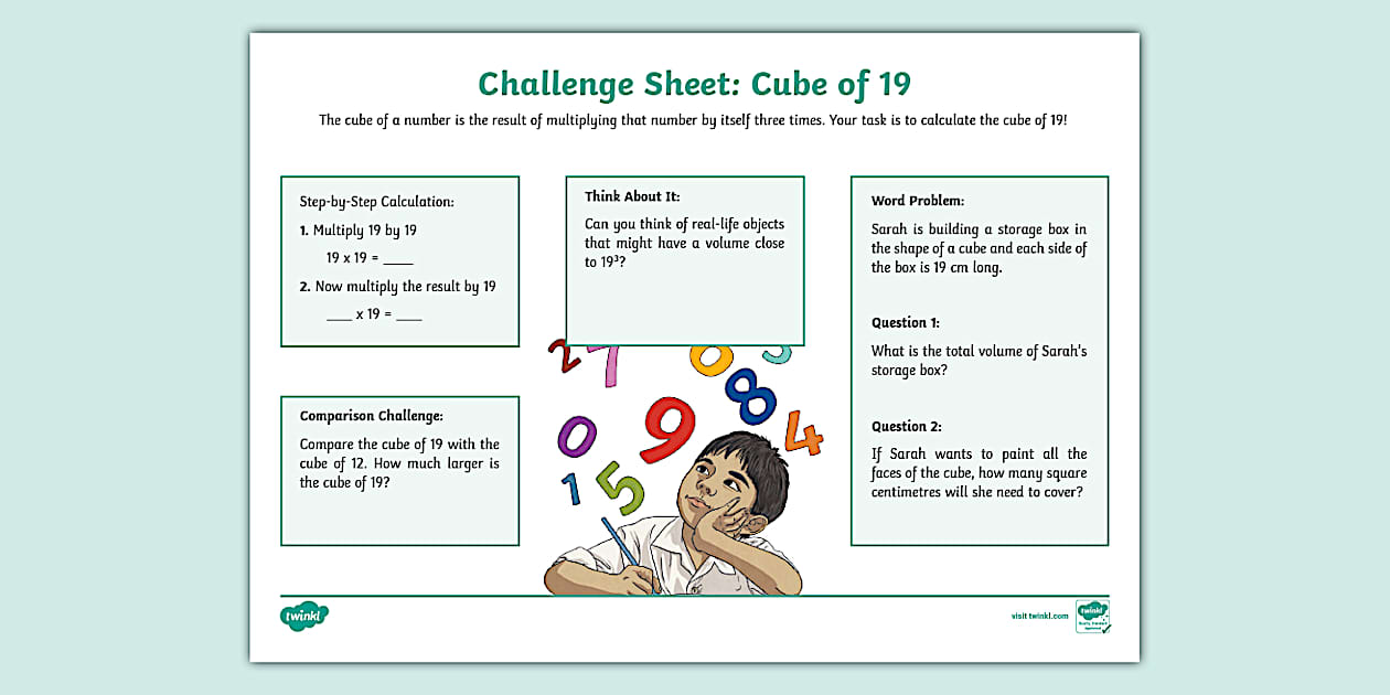 Challenge Sheet: Cube of 19 (teacher made) - Twinkl