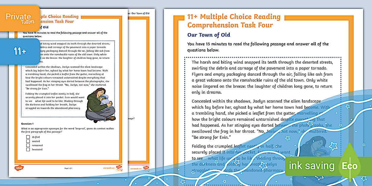 Task 4 11+ Multiple Choice Reading Comprehension - Twinkl