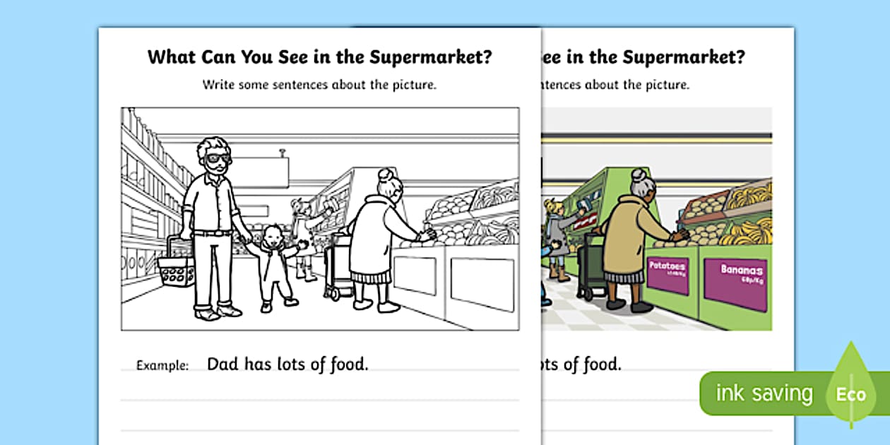 Supermarket Writing Stimulus Picture (teacher made) - Twinkl