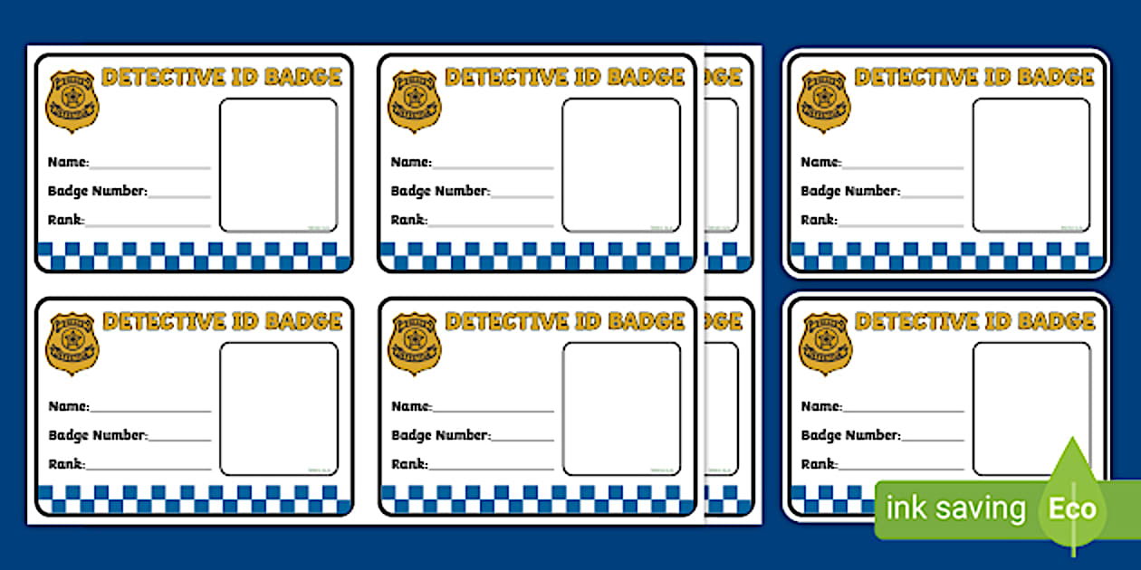 Role Play Detective ID Badge (professor feito) - Twinkl