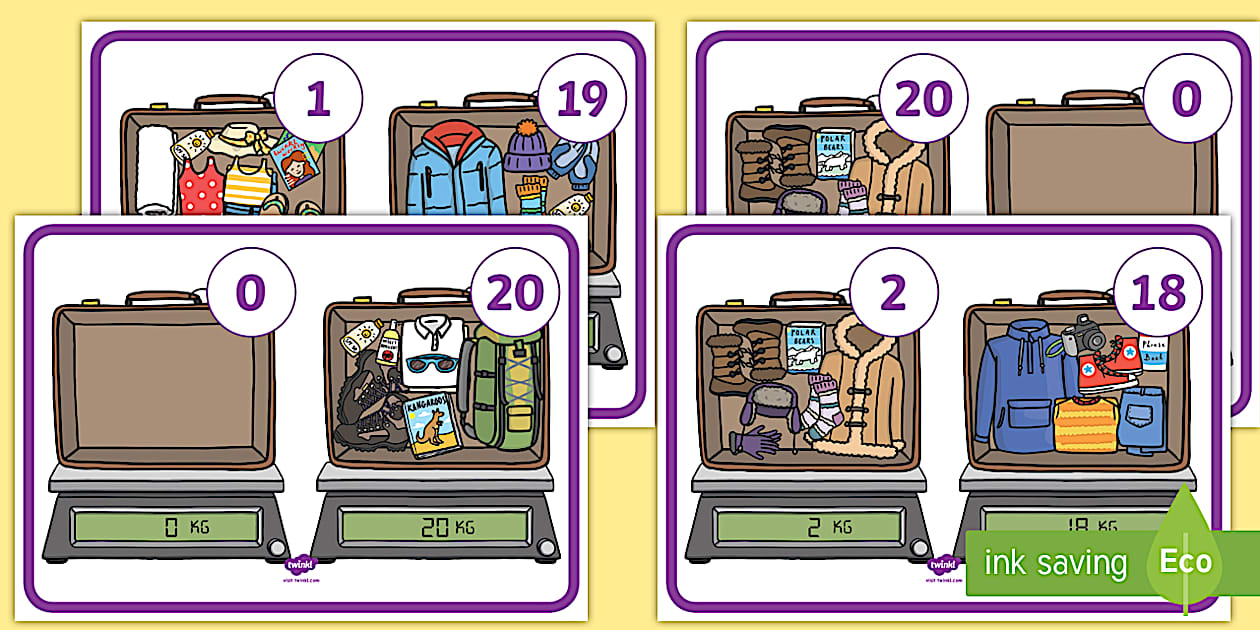 Editable Suitcase Number Bonds of 20 Display Posters