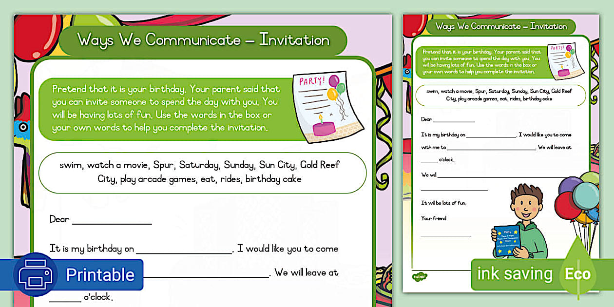 Ways We Communicate - Invitation (teacher made) - Twinkl