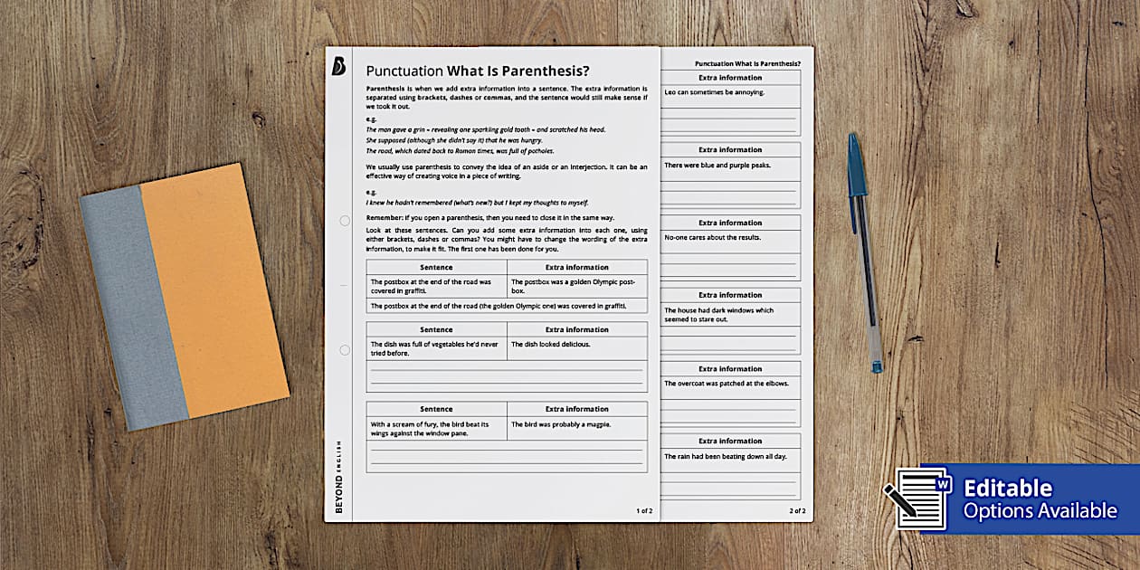 What is Parenthesis? Worksheets (teacher made) - Twinkl