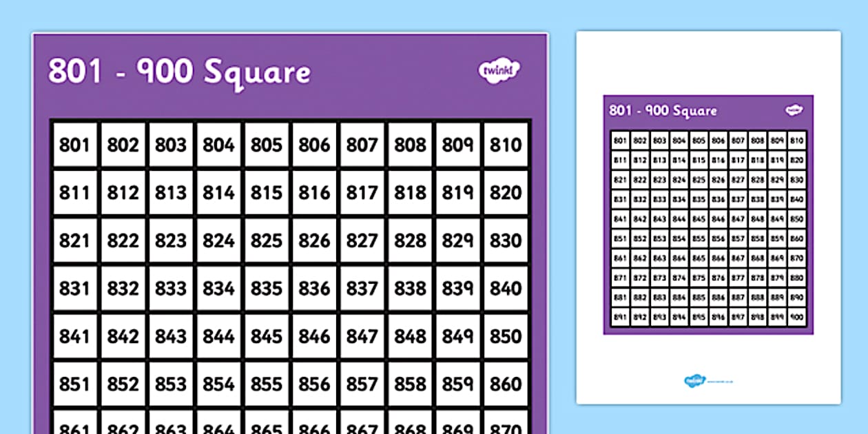 801-900 Square (teacher made) - Twinkl