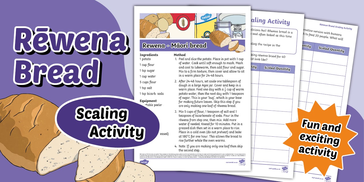 Rēwena Bread Scaling Activity Sheet