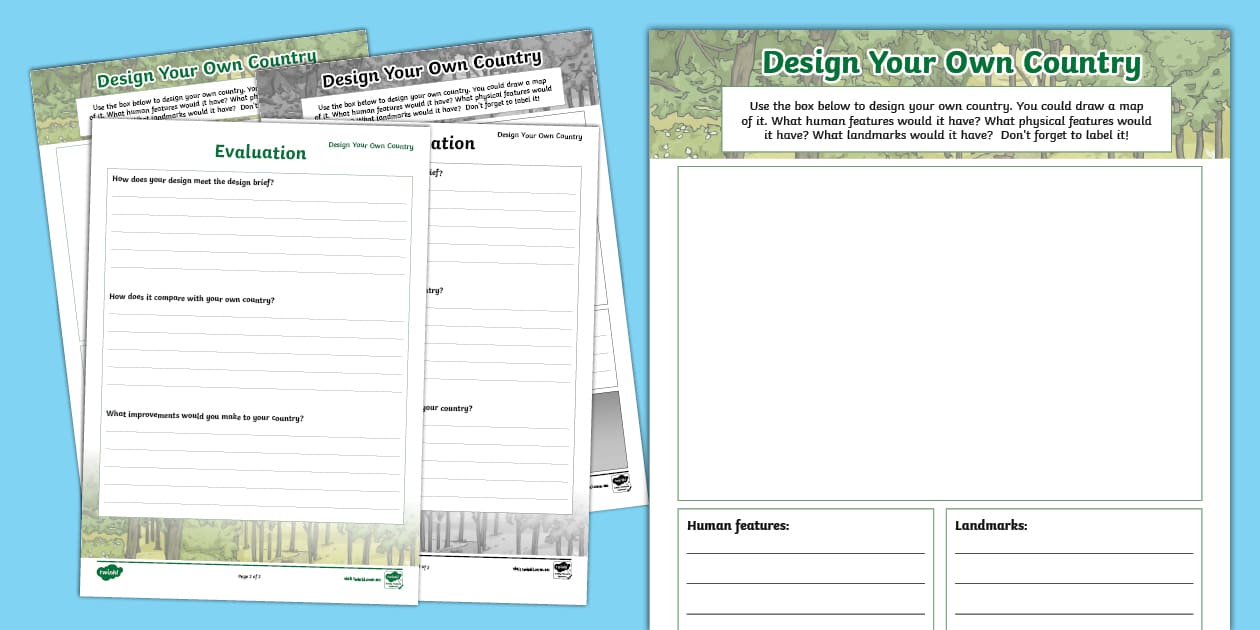Design Your Own Country Worksheet (professor feito) - Twinkl