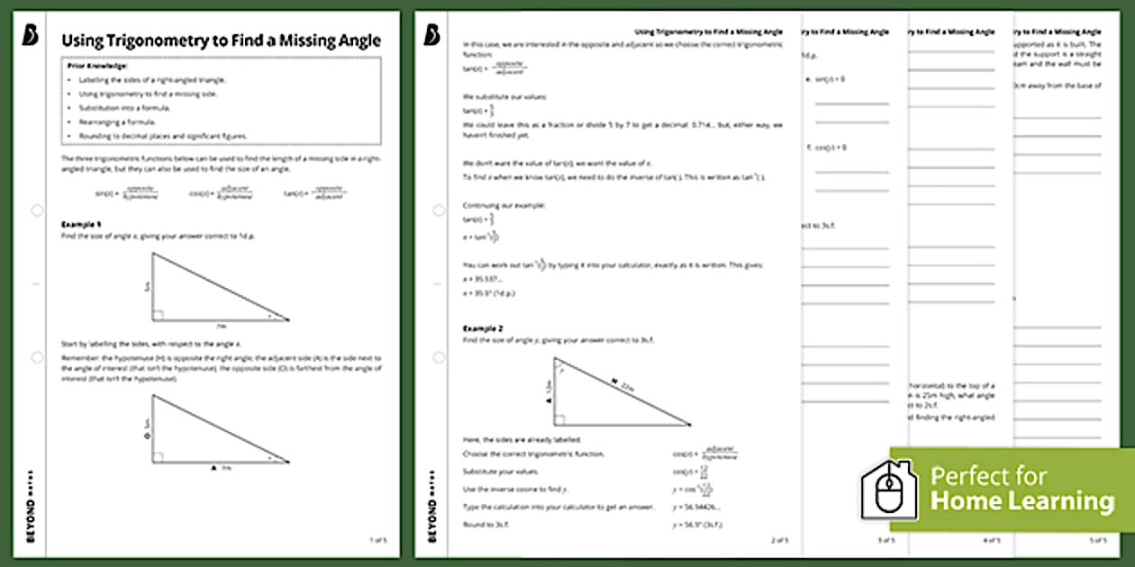 👉 Trigonometry: Finding Angles - Home Learning | Foundation