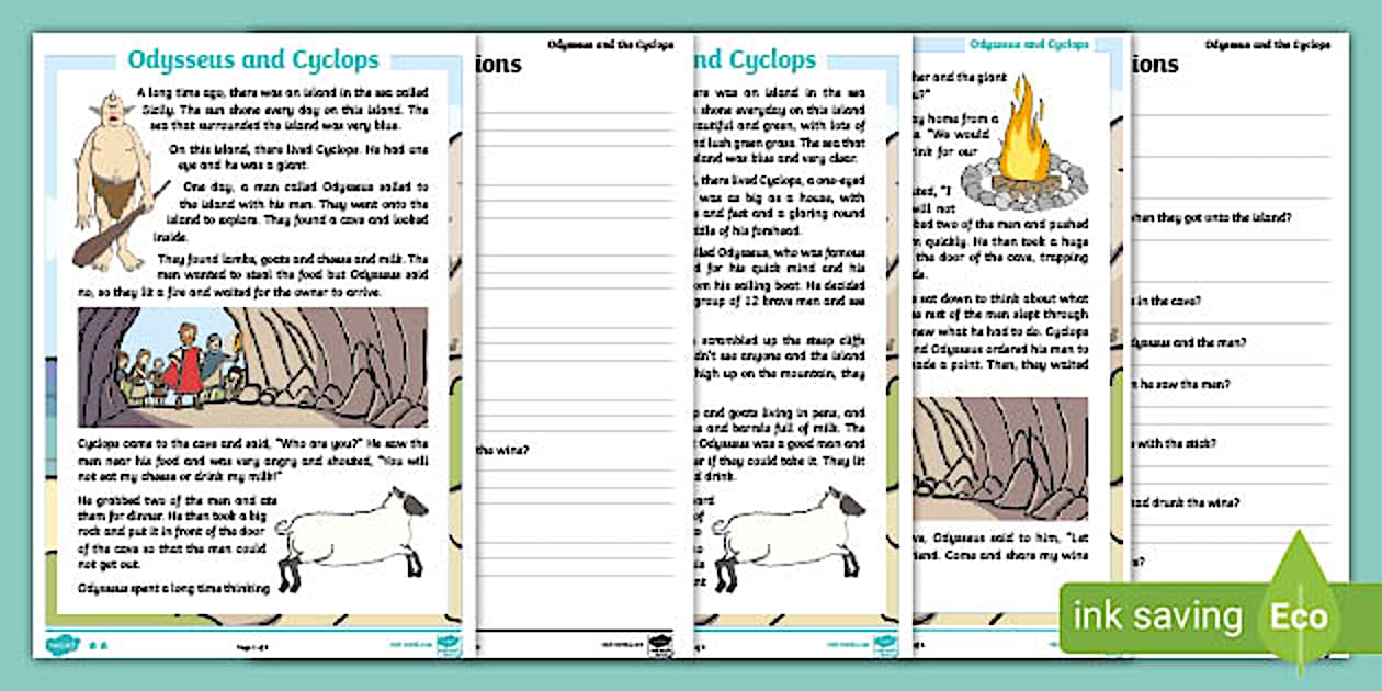Odysseus and Cyclops Differentiated Reading Comprehension Activity