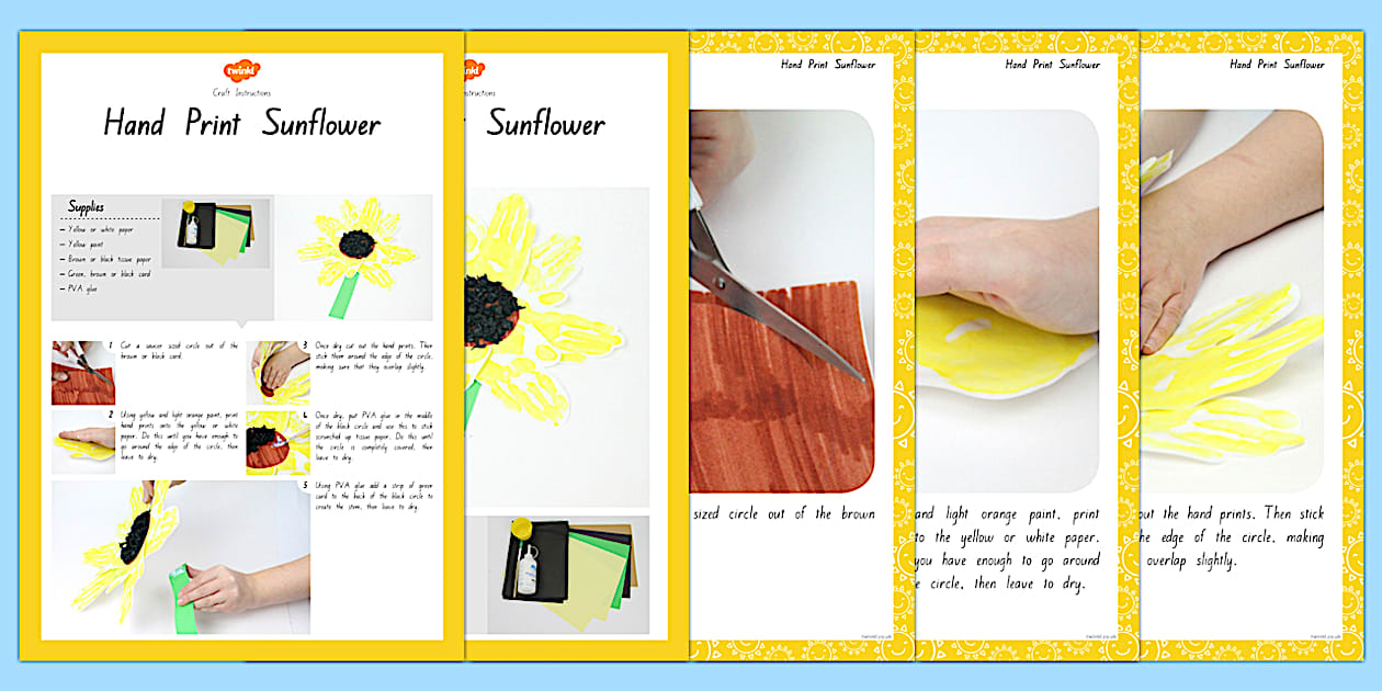 Hand Print Sunflowers Craft Instructions - Twinkl