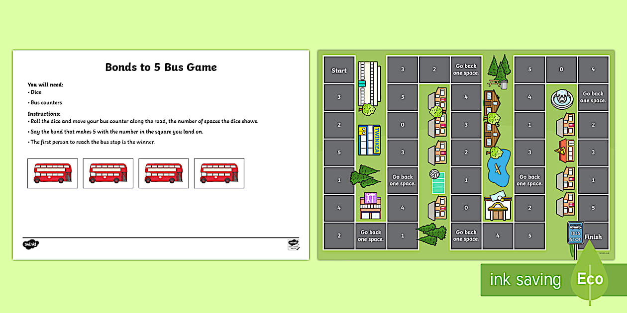 Bonds to 5 Bus Game (teacher made) - Twinkl
