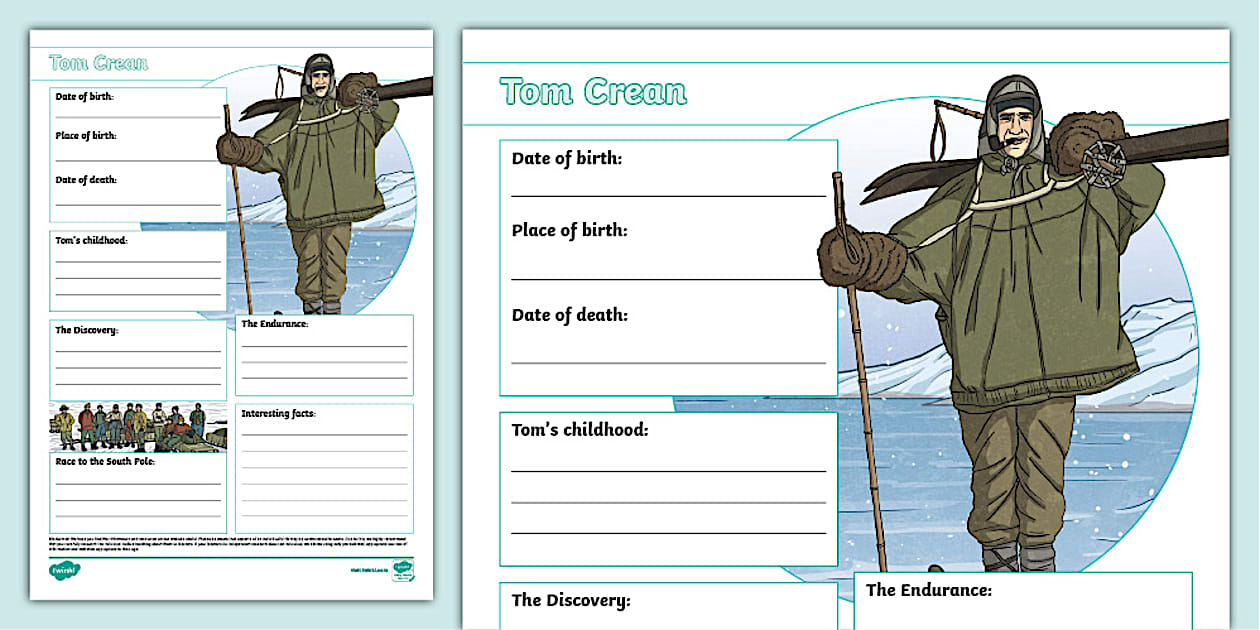 Tom Crean Fact File Template - Twinkl History